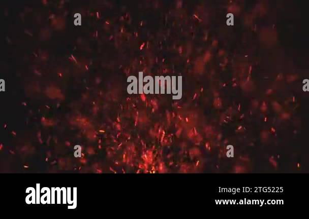 Burning red hot sparks and embers fire background animation. Fiery ...