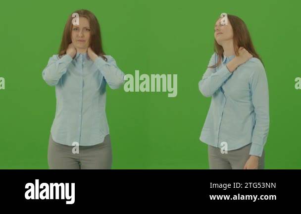 2-in-1 Split Green Screen Montage. Green Screen. Chroma Key. Woman With ...