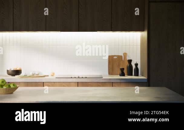 Modern Muji style kitchen interior design 3d animation video 4k pan ...