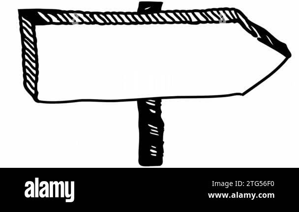 Animated symbol of sign pointer. Empty board on a stick. Wooden ...