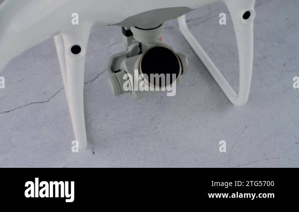 Drone aerial turning on. Camera moving calibrating. Drone aerial ...