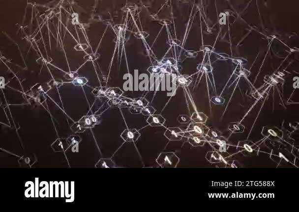 4k 3D animation. Infographics binary numbers tunnel. Technology Network Data Connection, Digital ...