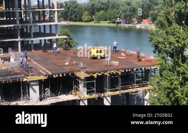 Construction of a multi-storey building. The process of building a ...