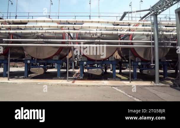 Horizontal containers for fermentation of red wines at the Shabo plant ...