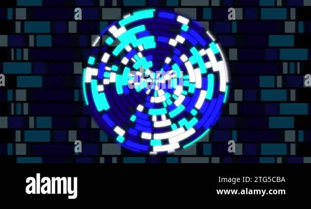 Animation of circle made of rectangles changing colours in shades of ...