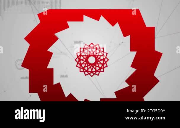 Animation of red abstract shapes in seamless pattern over network of ...