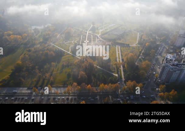 Aerial drone view of Chisinau at sunrise, Moldova. View of the city ...