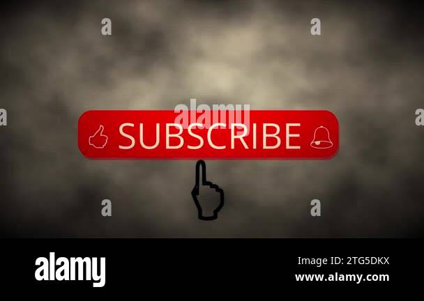 Subscribe button for social media channel in vintage style animation ...