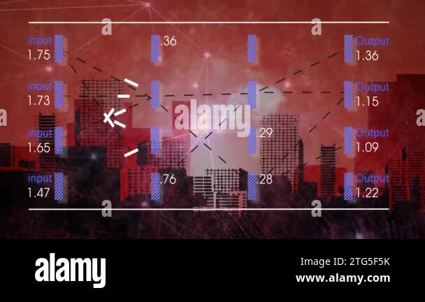 Animation of lines forming geometric shape over flying lens flare ...