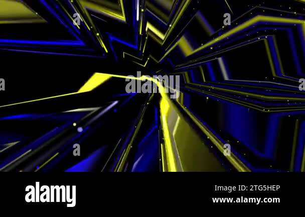 Blue and yellow rays of light on the background of the starry sky ...