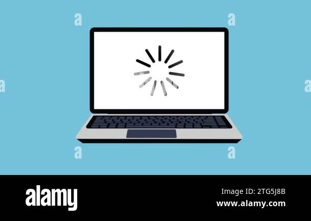 Laptop screen loading concept 4K animation. Online video or software ...