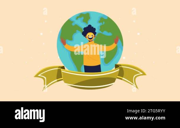 world happiness day animation with man emoji face ,4k video animated ...