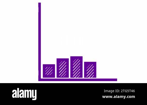 Animated financial growth chart with trend line graph. violet symbol ...