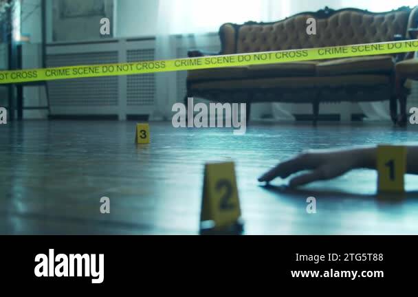 Closeup of a Crime Scene in a Deceased Persons Home. Dead man, Police ...