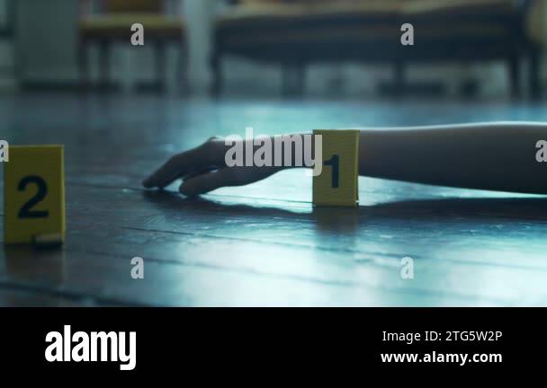 Closeup of a Crime Scene in a Deceased Persons Home. Dead man, Police ...