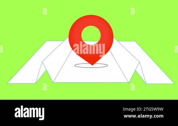 Animating a map with a geo marker on a green background. Falling red ...
