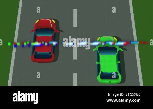 Animation of high score text over screen with car race game in ...