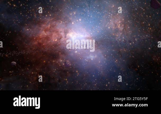 Blurred Space Scence Galaxy Exploration Through Outer Space Towards Glowing Milky Way Galaxy For