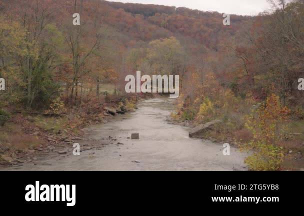 Devil's Den State Park Cascade Waterfalls and River Lake during Autumn ...