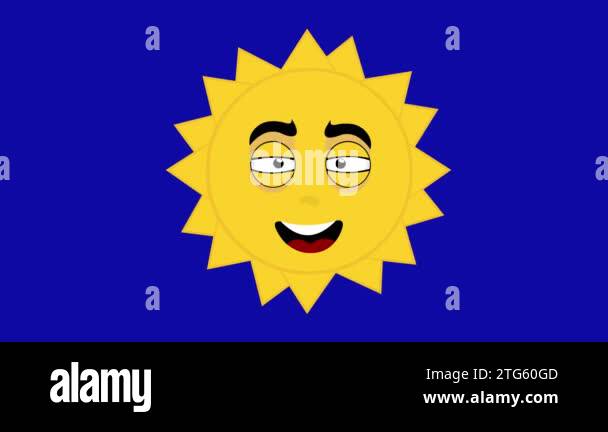 animation of a character of a sun with the rays of his body moving and ...