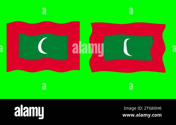 Wavy Maldives flag motion graphics with green screen background Stock ...