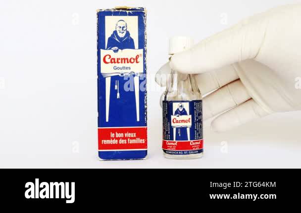 Rome, Italy - February 17, 2022: Vintage 1960s CARMOL drops medicine ...