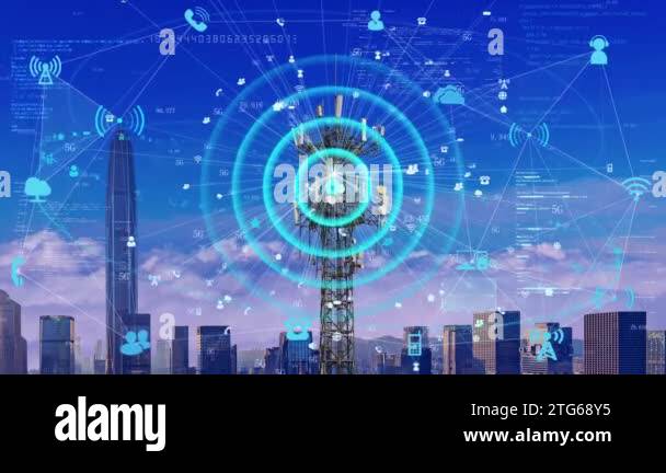 Signal receiving and transmitting of mobile communication 5g network base station Stock Video ...