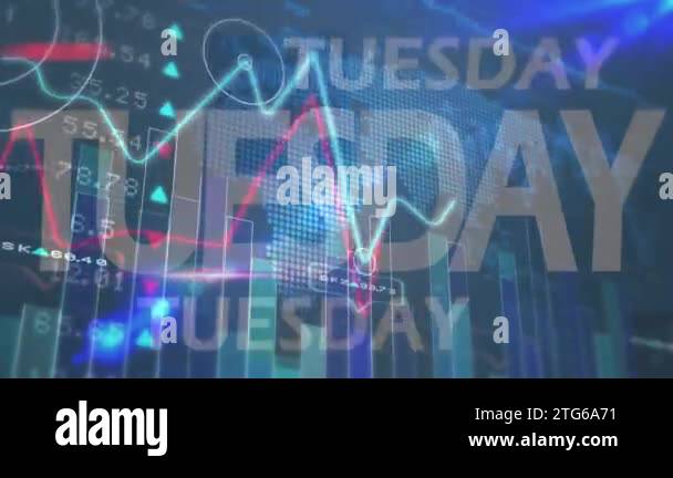 The blue stocks and shares technology screen is a digital animation ...