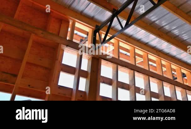 Construction roof structure of steel frame for large modern warehouse ...