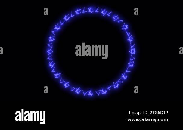 Magic six star circle glow blue laser ring on the black screen Stock ...