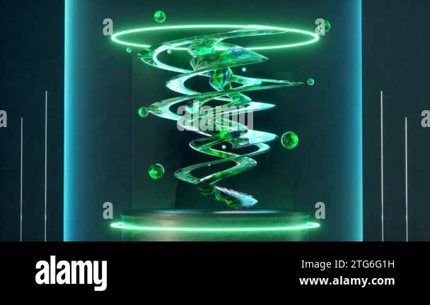 Infinite 3D animation loop of green abstract sculpture installed on ...