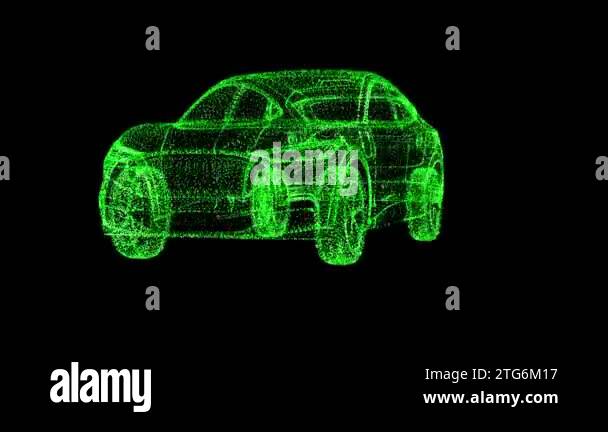 Car from a 3d dots. Car dots 3D animation. VJ Loop video. VFX 3d grid ...