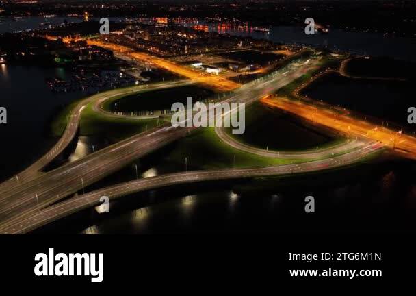 Traffic intersection crossing infrastructure hyperlapse time lapse at ...