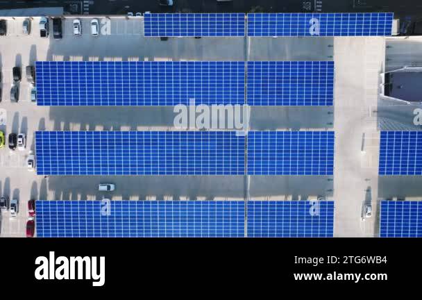 Aerial view of downtown garage with sustainable energy panels Stock ...