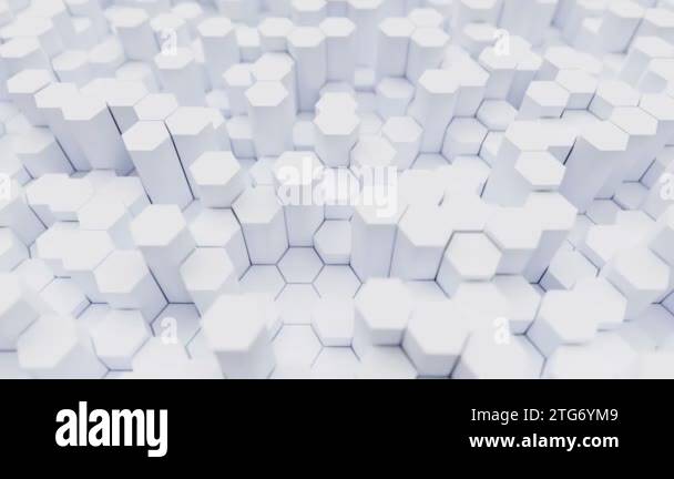 Geometric white light clean hexagonal background with hexagon shapes, seamless looping animated ...