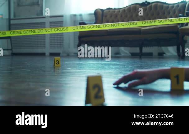 Closeup of a Crime Scene in a Deceased Persons Home. Dead man, Police ...