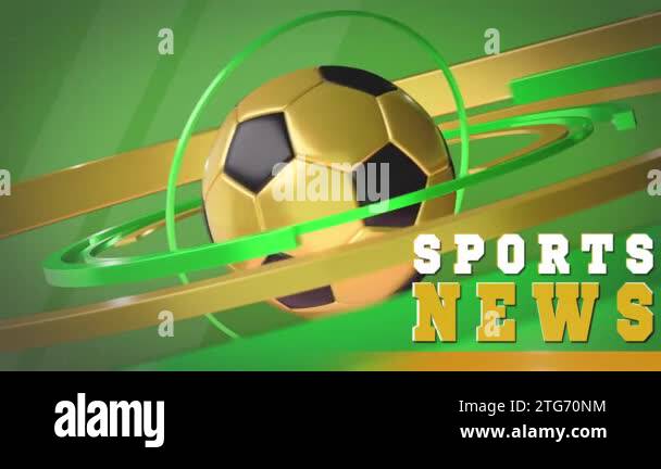 Golden soccer ball rotates on a green background. Screensaver for ...