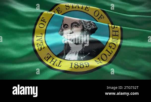 Washington state flag waving background. 4K backdrop Stock Video ...