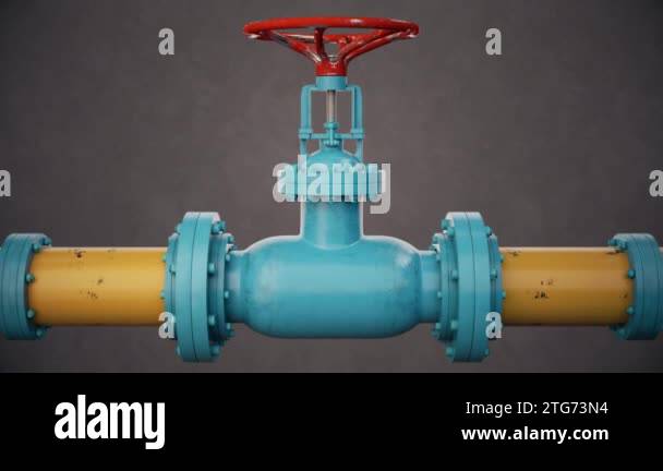 Animation of the valve closing on the pipeline through which oil or gas ...