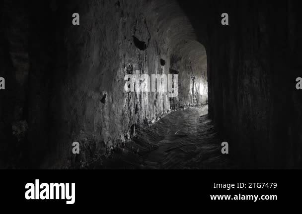 Wet underground arch sewer collector. Old arch dungeon Stock Video ...