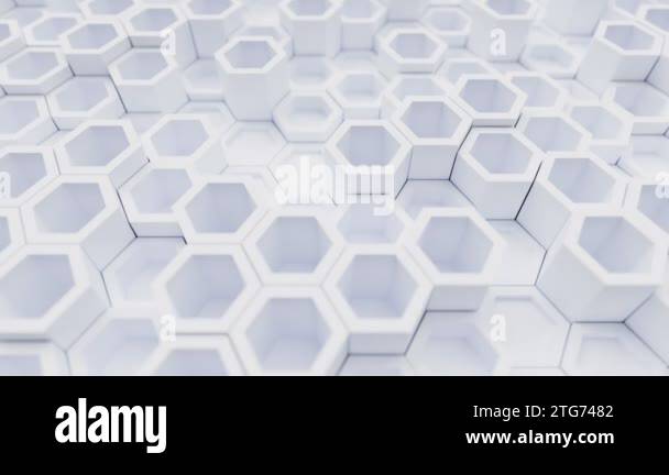Geometric white light clean hexagonal background with hexagon shapes, seamless looping animated ...