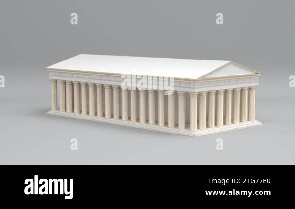 Greek ancient marble pantheon or antique greece temple 3d render seamless looping animation ...