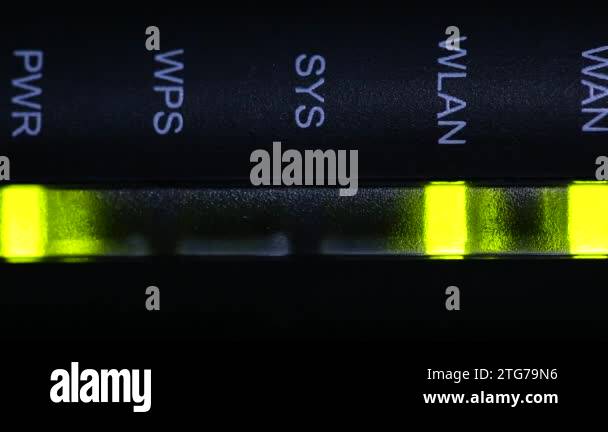 The flickering lights of the Internet equipment (Wi-Fi, Wireless router ...