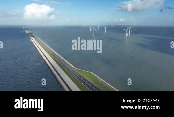 The Afsluitdijk flood defense system in the Netherlands between North ...