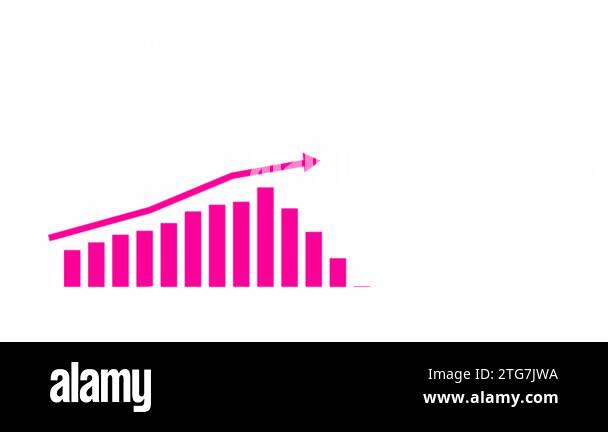 Animated financial pink growth chart with trend line graph. Growth bar ...