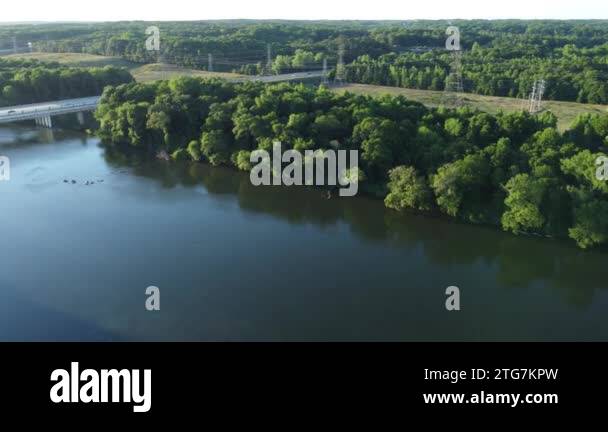High tension power lines run in a corridor parallel to the Catawba ...