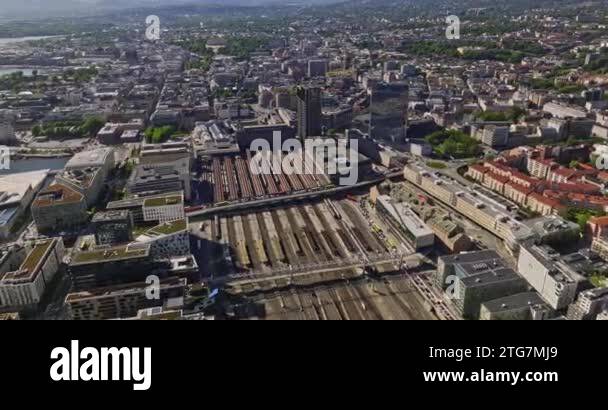 Oslo Norway v21 birds eye view flyover central station capturing ... Oslo Norway v21 birds eye view flyover central station capturing ...