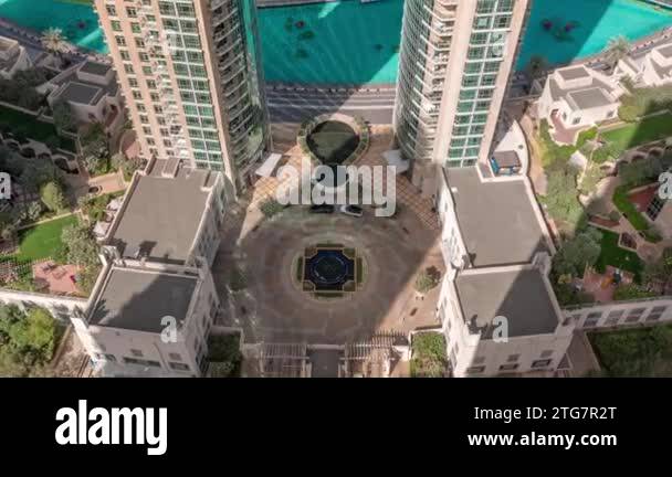 Dubai Downtown cityscape looking down view with shadows from tallest ...