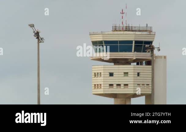 Airport radar control tower, air traffic control tower Stock Video ...