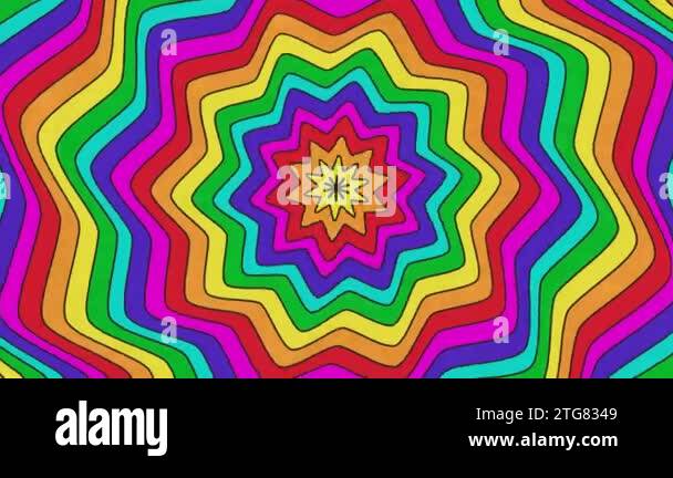 Looping frame by frame style animation of concentric star shapes with ...